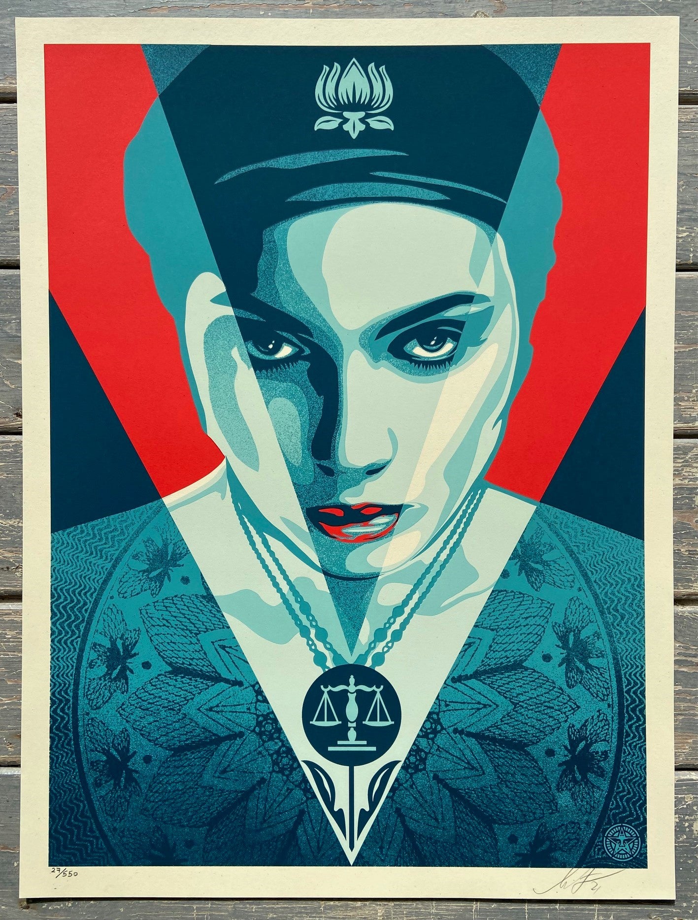 Shepard Fairey - Justice Woman (Red) – Prescription Art