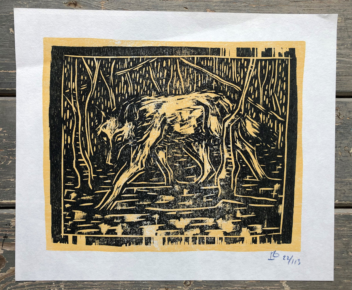 Billy Childish - Woodblock Wolf Print – Prescription Art